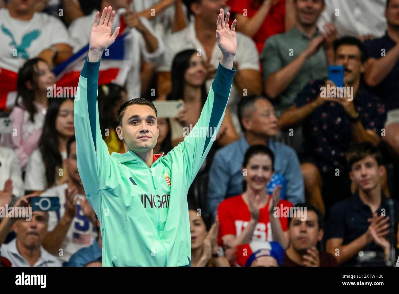 Kristof Milak of Hungary celebrates after winning the gold medal in the ...
