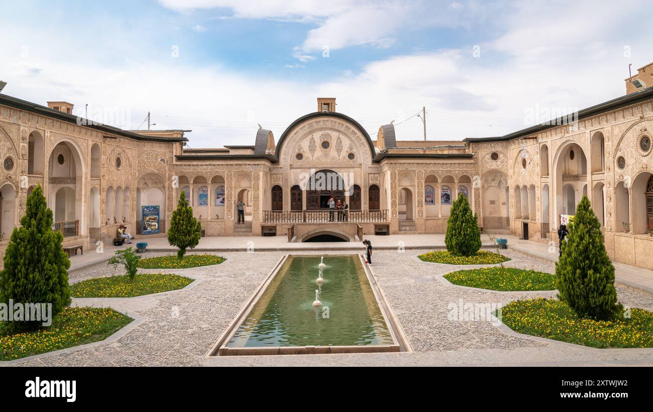 Kashan, Iran - 28 April 2019: Tourists visiting Tabatabaei Natanzi Khaneh, historical house ...