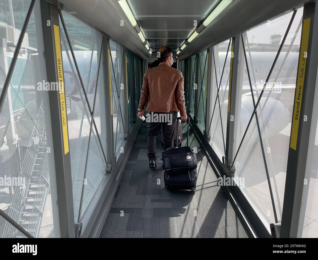 Qatar Airways flight at Allama Iqbal International Airport terminal ...