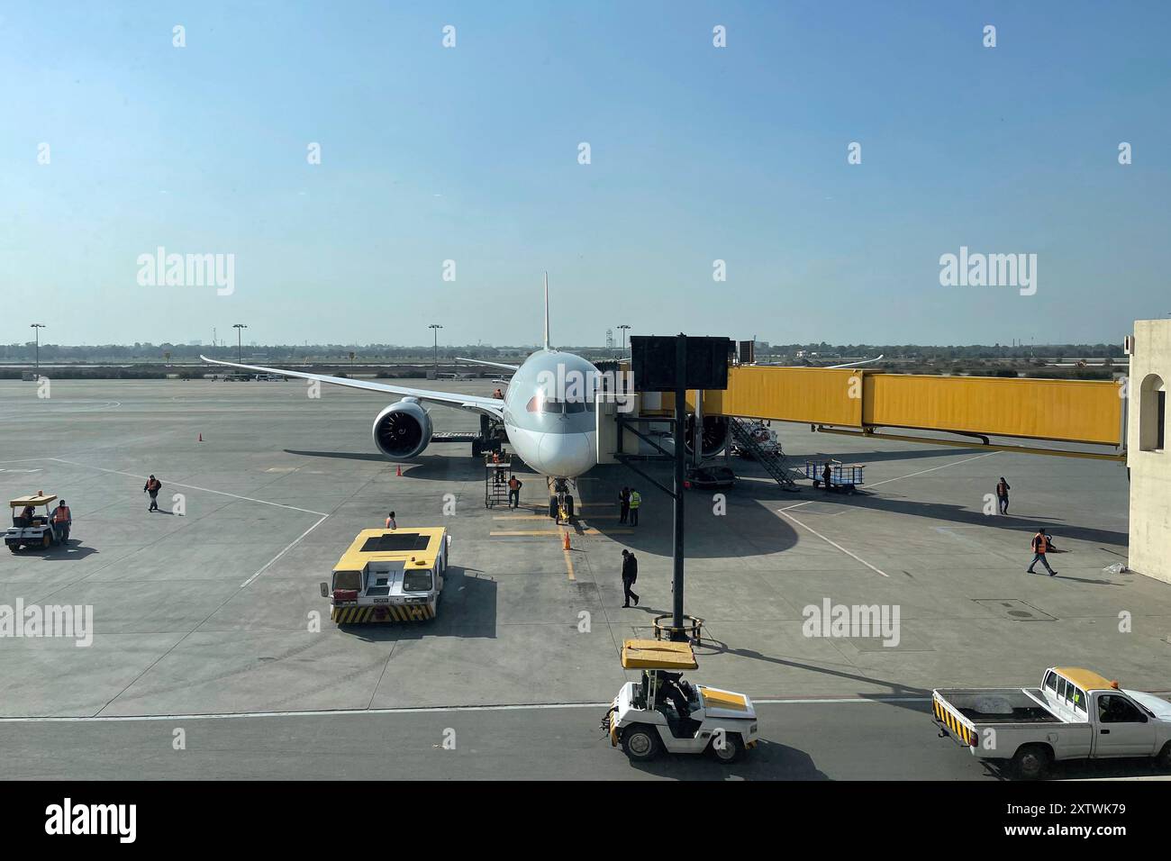 Qatar Airways flight at Allama Iqbal International Airport terminal ...