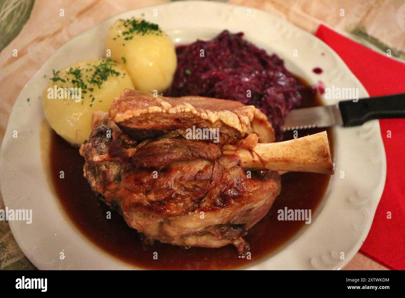 German cuisine: schweinshaxe (roasted pork knuckle) in Rothenburg ob ...