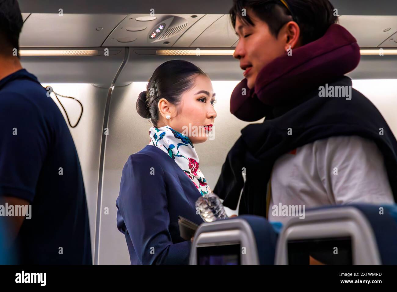 Philippine Airlines cabin crew on international flight, from Bangkok to Manila, Philippines ...