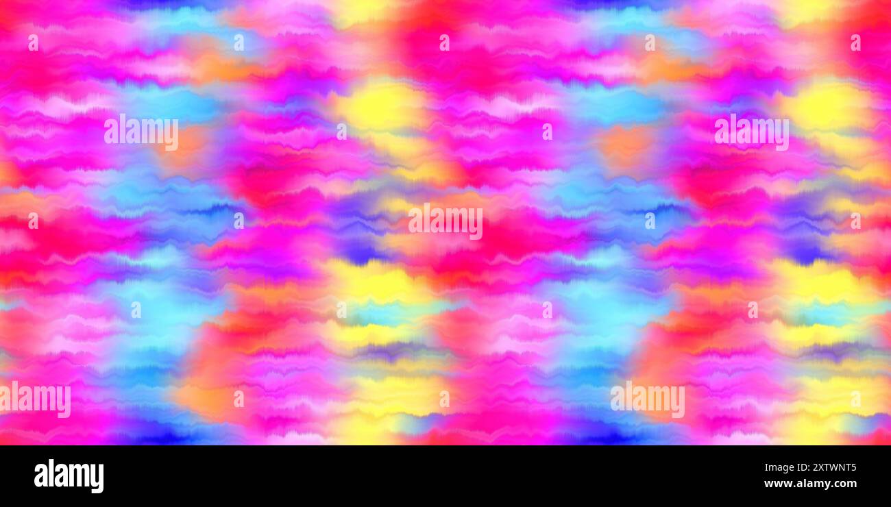 Modern rainbow blur summer seamless border pattern for a funky hippy ...