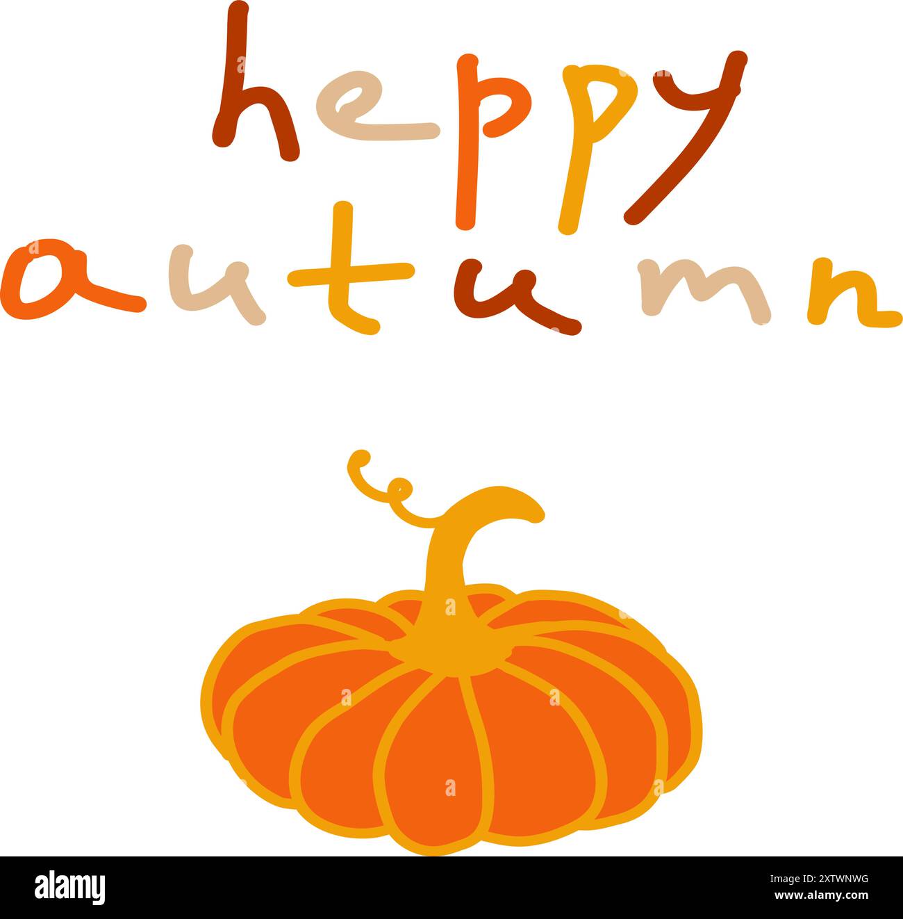 Happy autumn card featuring a pumpkin design with whimsical lettering ...