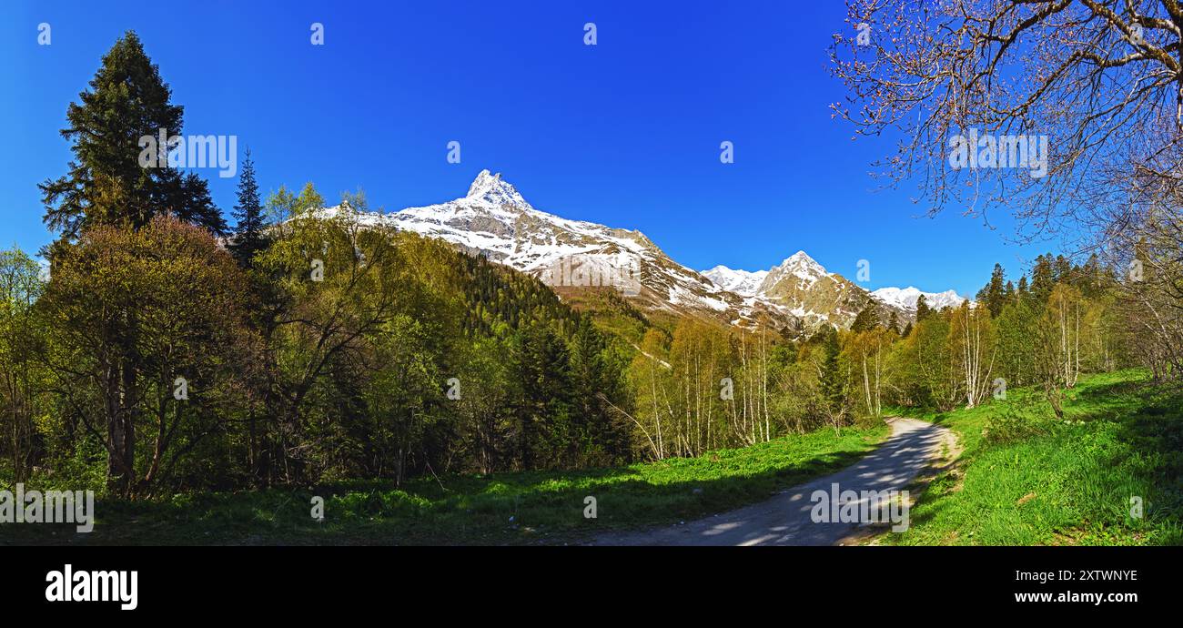 Belalakaya and Alibek mountains of the main Caucasian ridge. Dombay ...