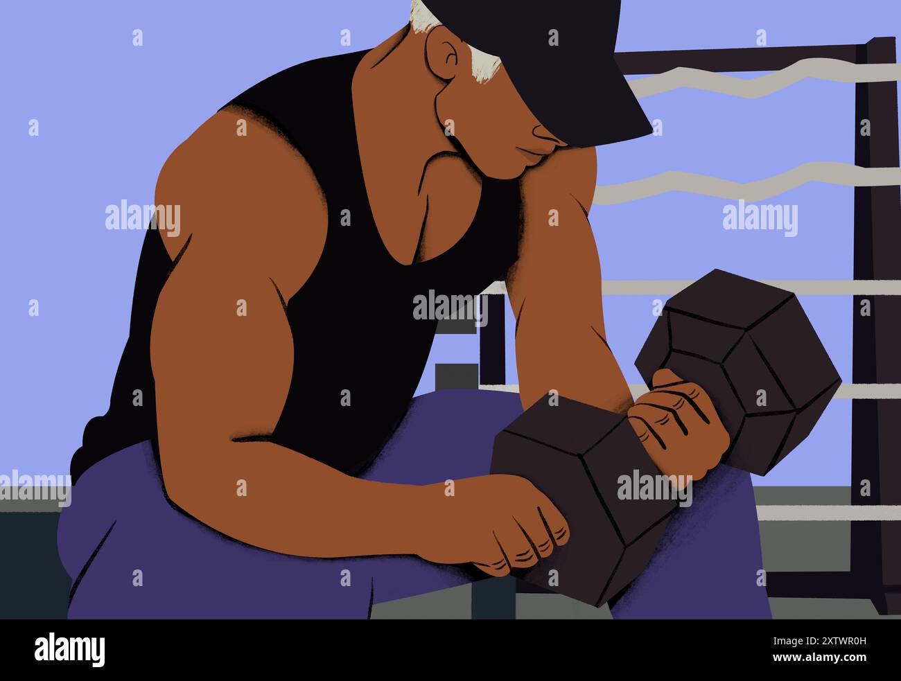 Athletic man doing a bicep curl with a heavy dumbbell at the gym Stock ...