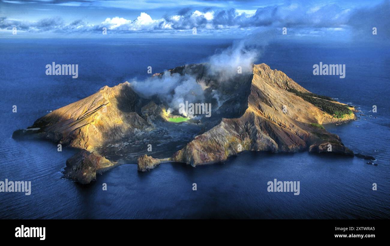 New Zealand, North Island, White Island, aerial view, Whakaari, active ...