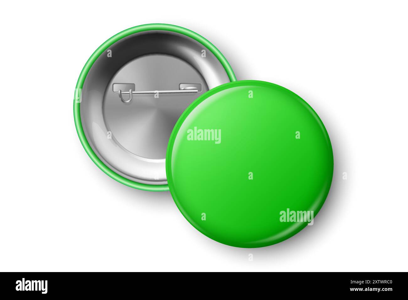 Vector 3d Realistic Green Blank Round Button Badge Closeup, Isolated ...