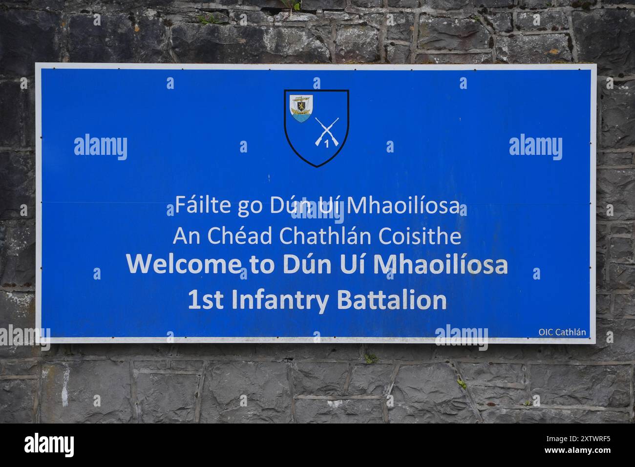 Signage at Renmore Barracks in County Galway, after army chaplain Fr ...