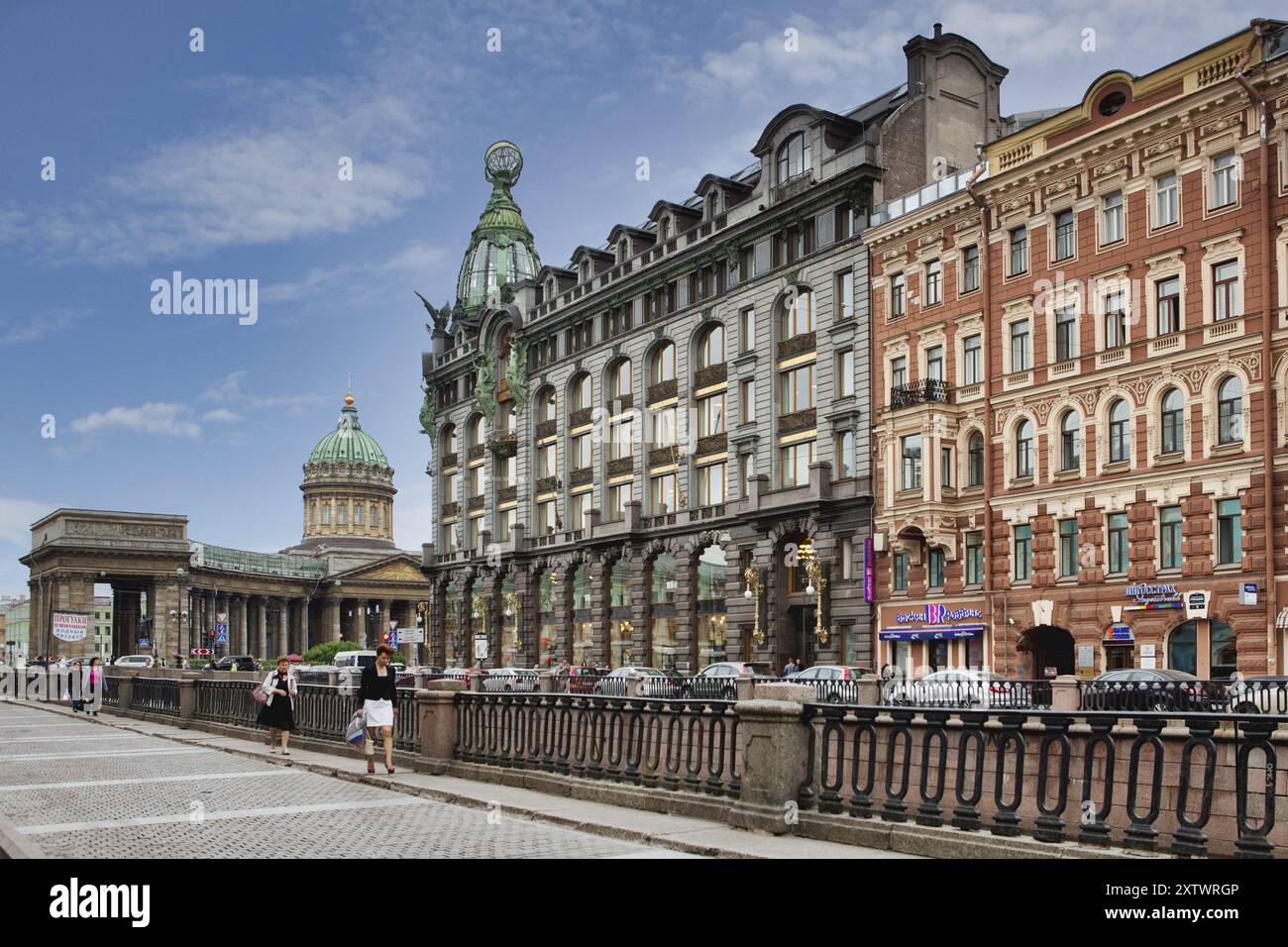 Singer house and Kazan Cathedral. St. Petersburg. Russia Stock Photo ...