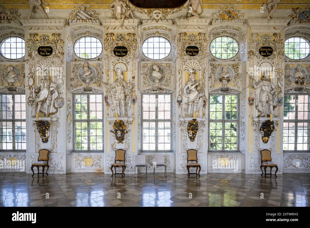 The baroque reception hall, Salem Castle, former imperial abbey, former ...
