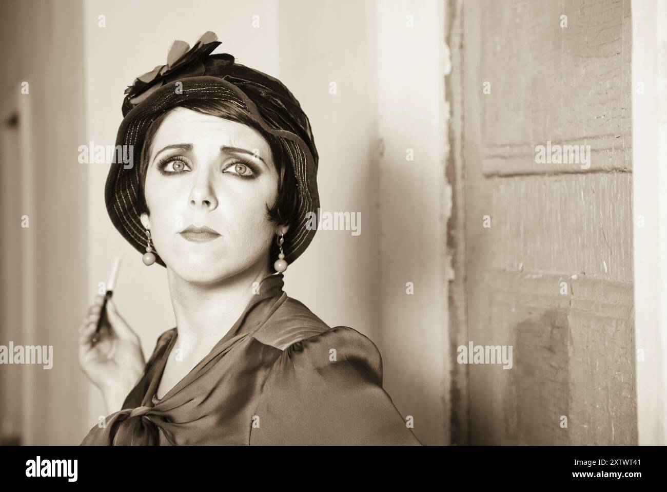 Retro styled female portrait hi-res stock photography and images - Alamy