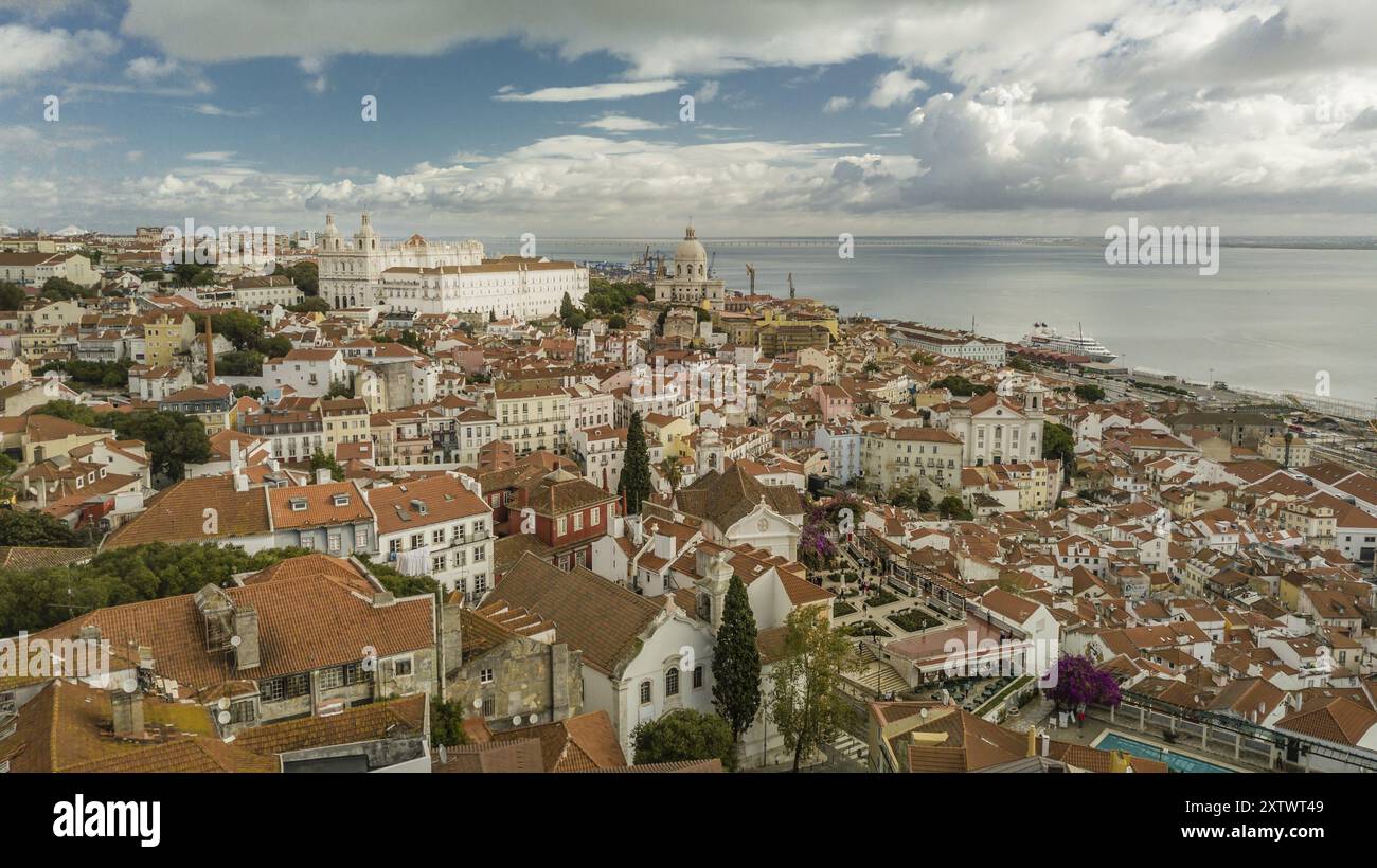 Aerial view Portugal Lisbon the Alfama is oldest district of Lisbon ...