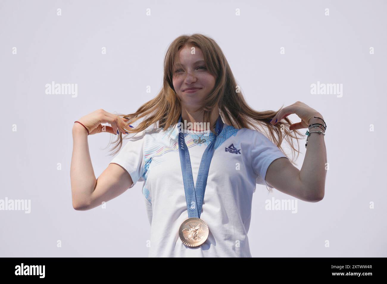 Romanian gymnast Ana Barbosu holds the bronze medal for her women's ...