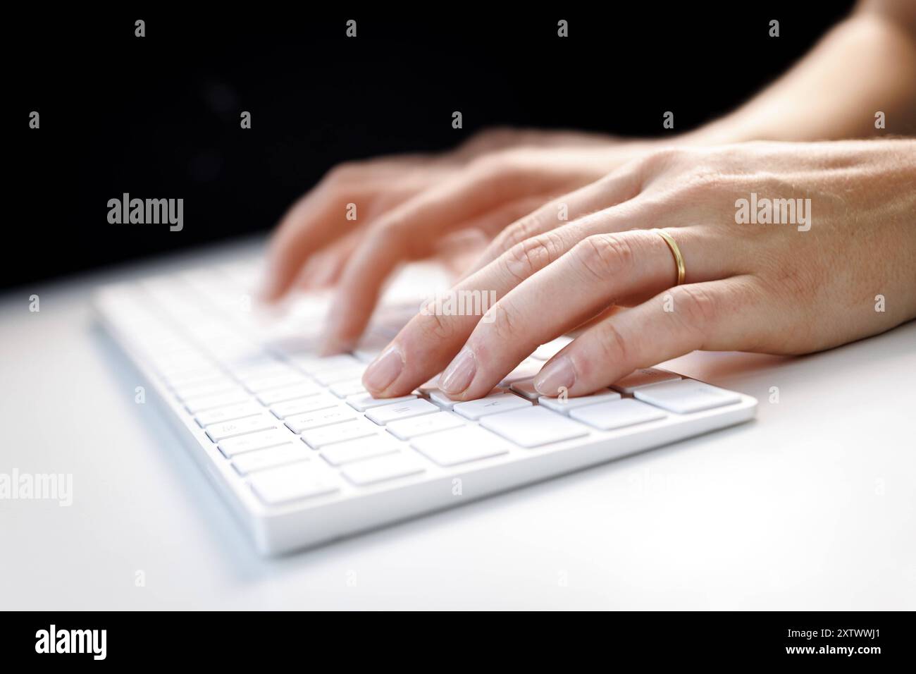 Haende tippen auf einer Tastatur in Berlin, 09.08.2024. Berlin ...