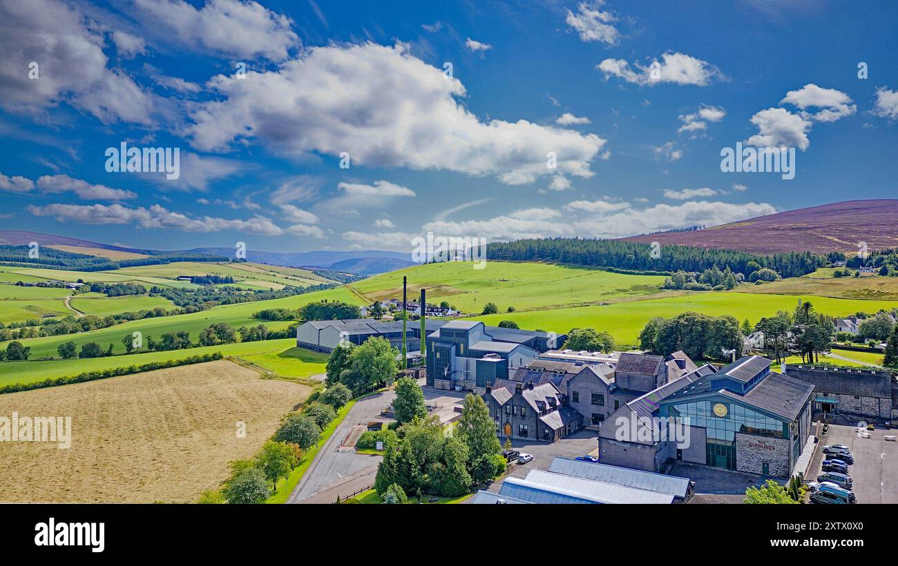 The Glenlivet distillery Moray Scotland a blue summer sky over ...