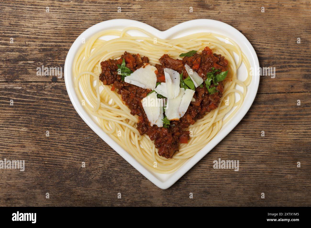 Heart-shaped pasta dish Stock Photo - Alamy