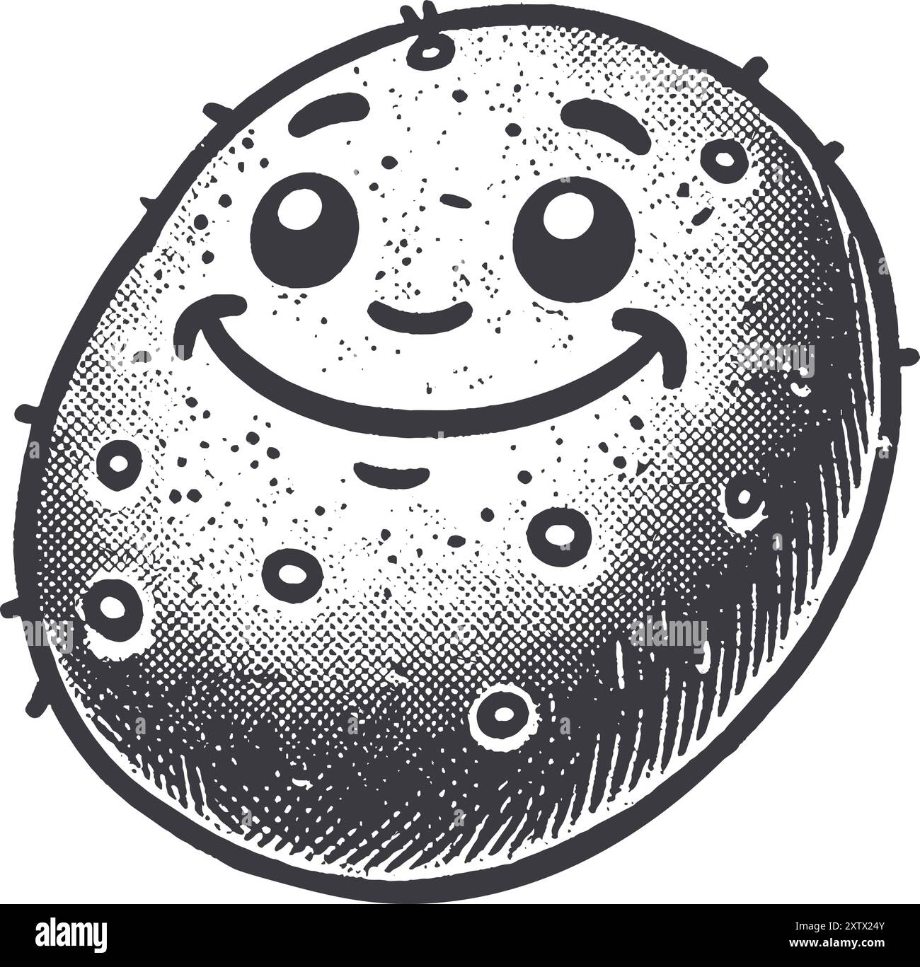 Grunge-Style Potato Smiling Vegetable Character with Texture, Rough ...