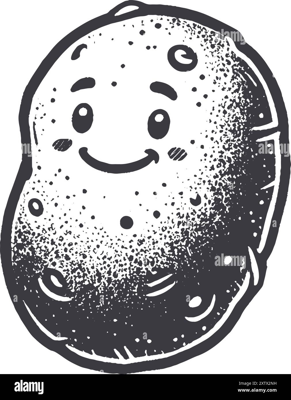 Grunge-Style Potato Smiling Vegetable Character with Texture, Rough ...