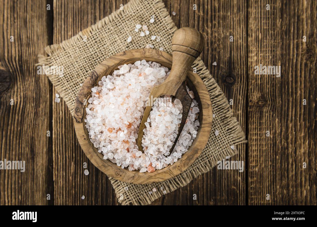 Pink Salt on a vintage background as detailed close-up shot (selective ...