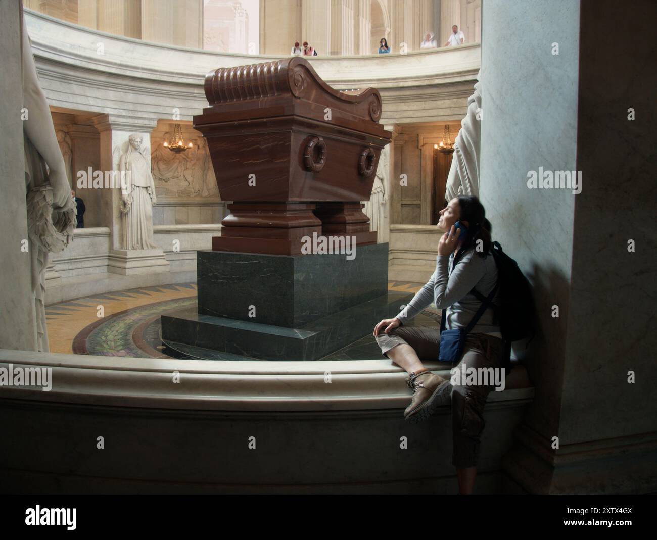 Red quartzite tomb of Napoleon Bonaparte. Église du Dôme (aka Saint Louis des Invalides Church ...