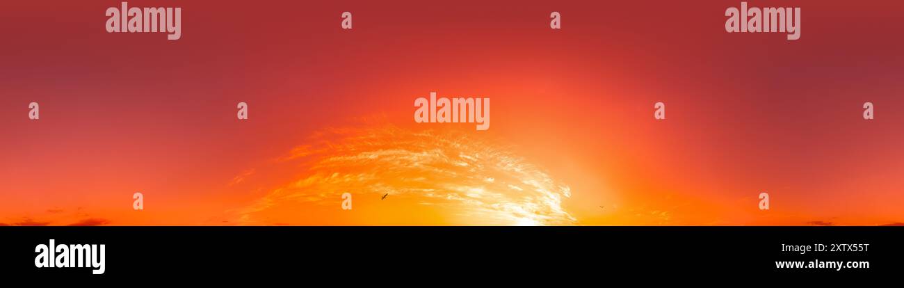Golden glowing red orange overcast sunset sky 360 hdr panorama ...