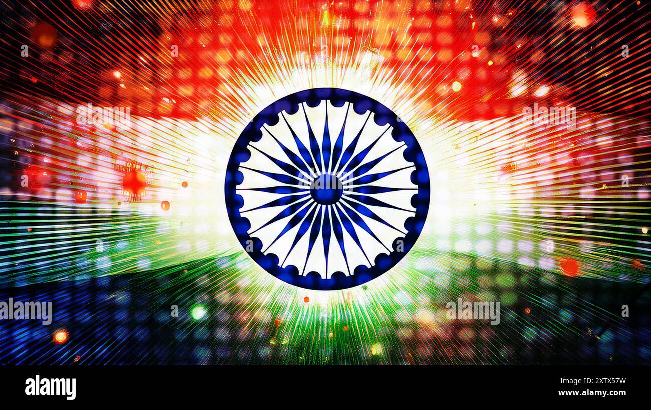 A textured background with digital elements of an Indian flag on the ...