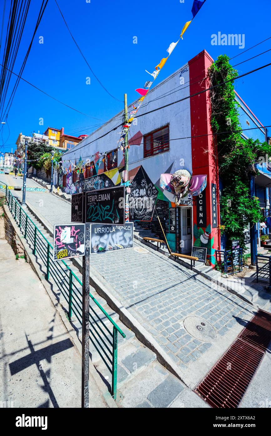 Valparaiso, Chile - March 08, 2020: Multi Colored Buildings with Bright ...