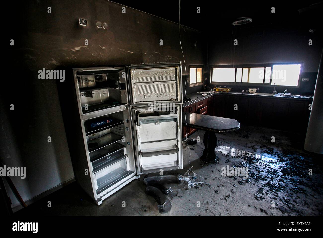 Interior view of a vandalized house after it was attacked by Jewish ...