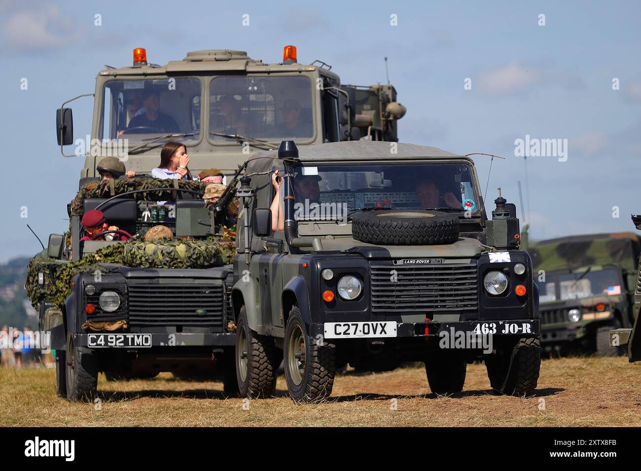 Military Landrover vehicles on parade at The Yorkshire Wartime Experience at Hunsworth near ...