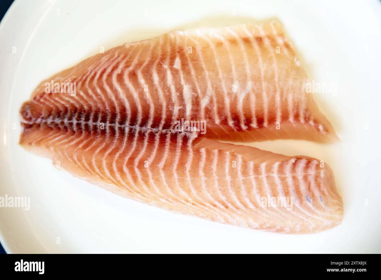 Fillet of tilapia or Saint Peter fish Oreochromis niloticus. Isolated ...