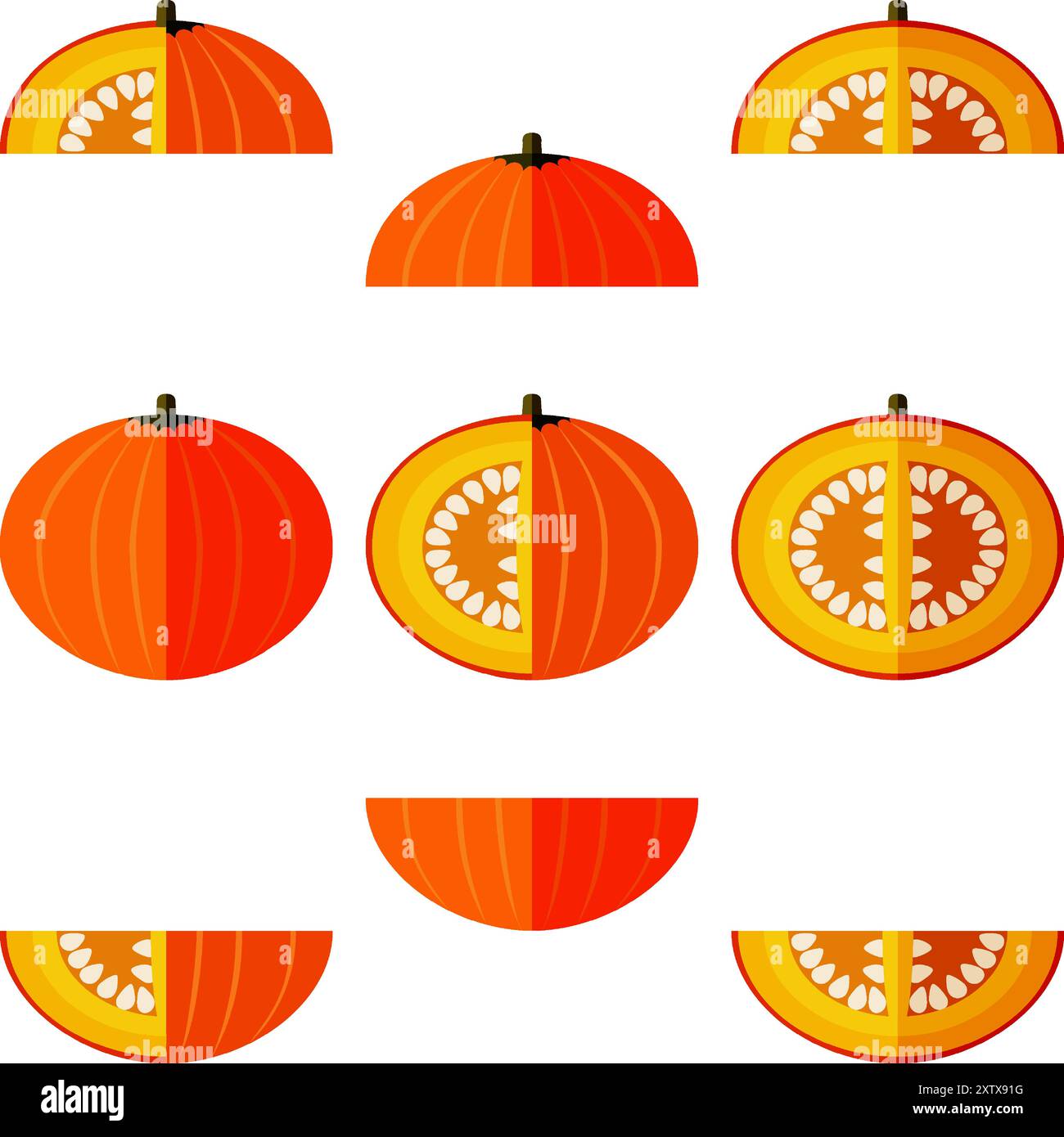 Set of Orange buttercup squash. Winter squash. Cucurbita maxima. Fruits ...