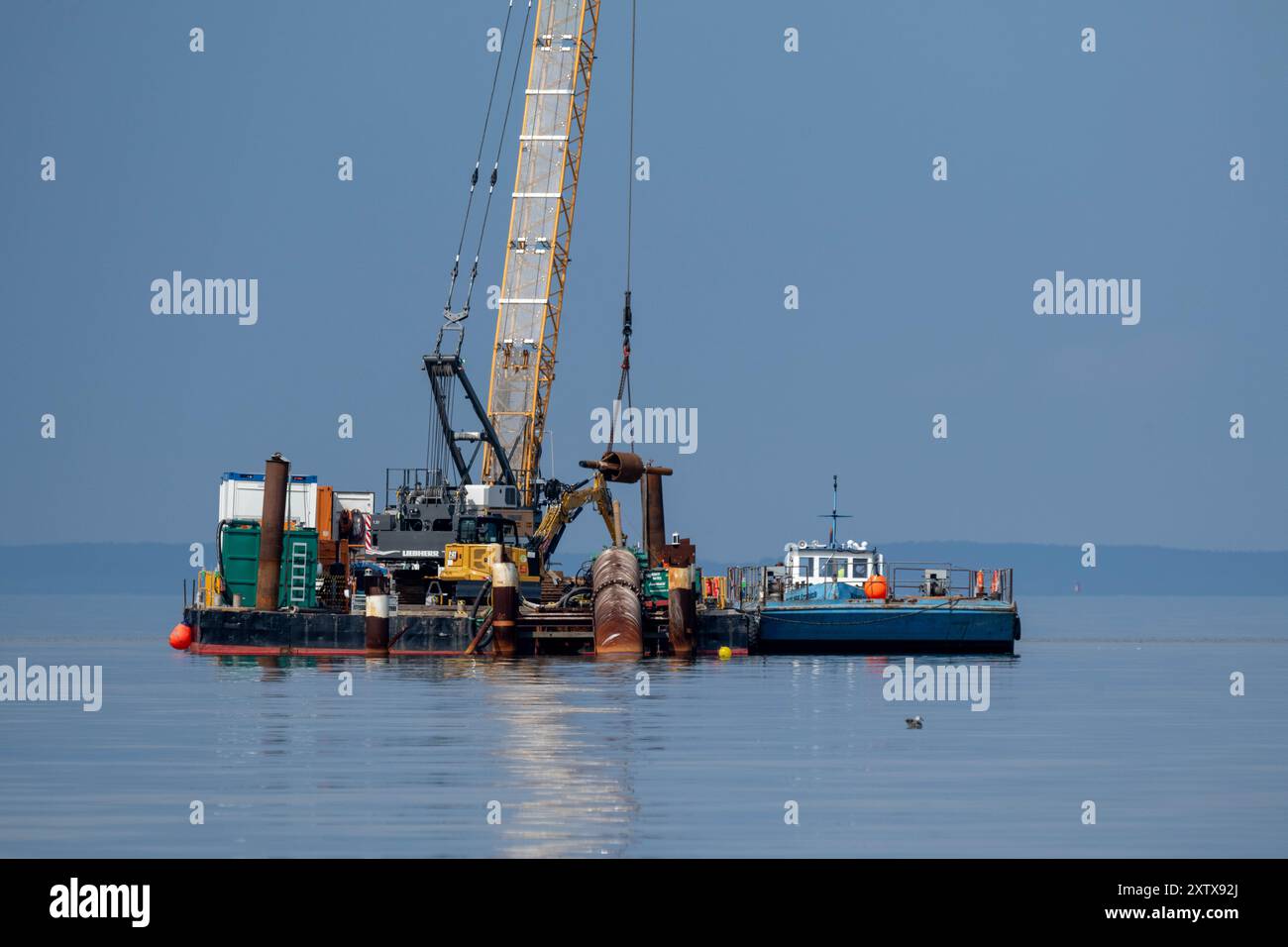 Vierow, Germany. 15th Aug, 2024. Construction work is being carried out ...