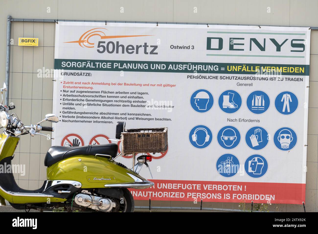Vierow, Germany. 15th Aug, 2024. Construction sign for the "Ostwind 3 ...