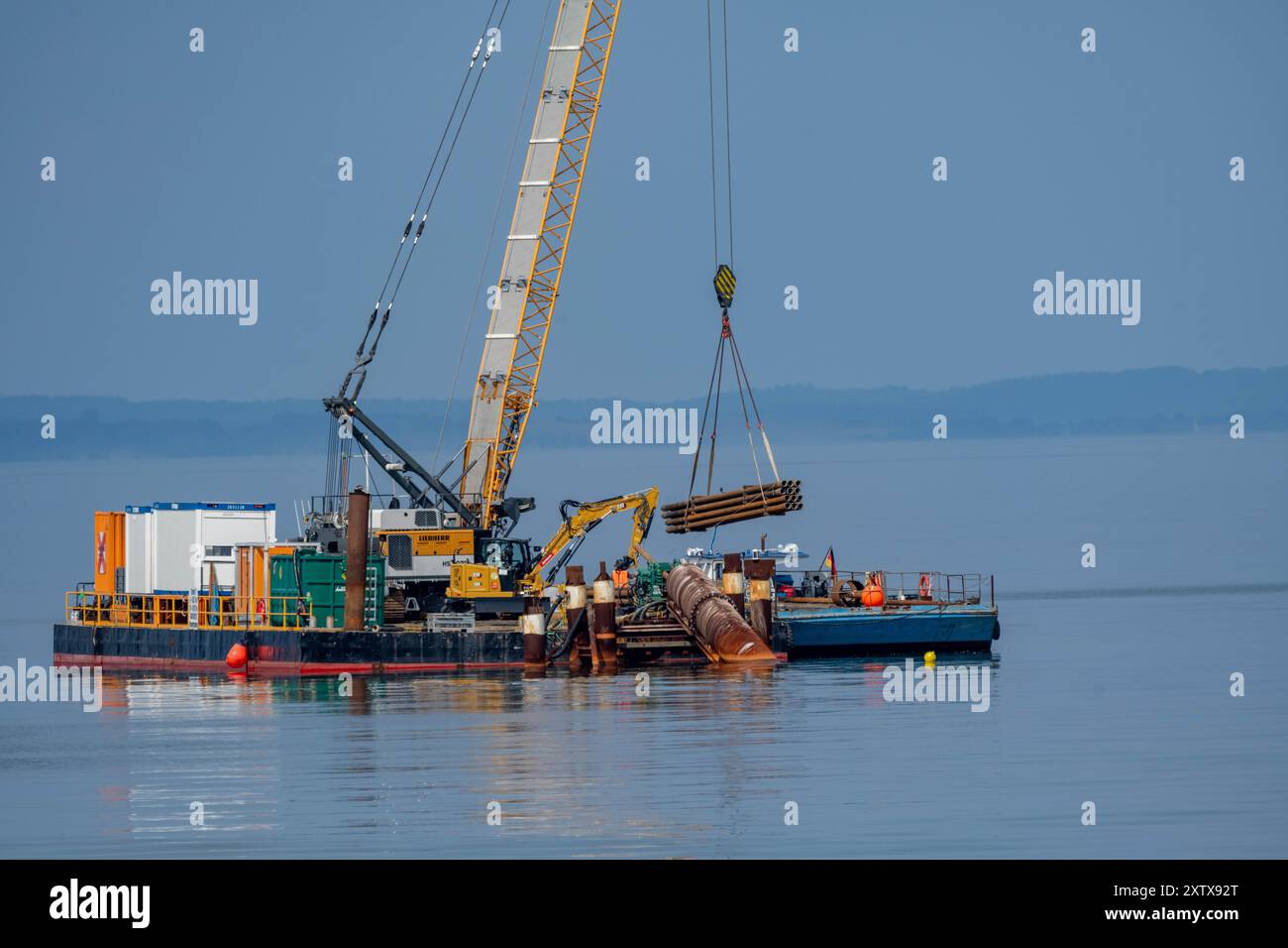 Vierow, Germany. 15th Aug, 2024. Construction work is being carried out ...