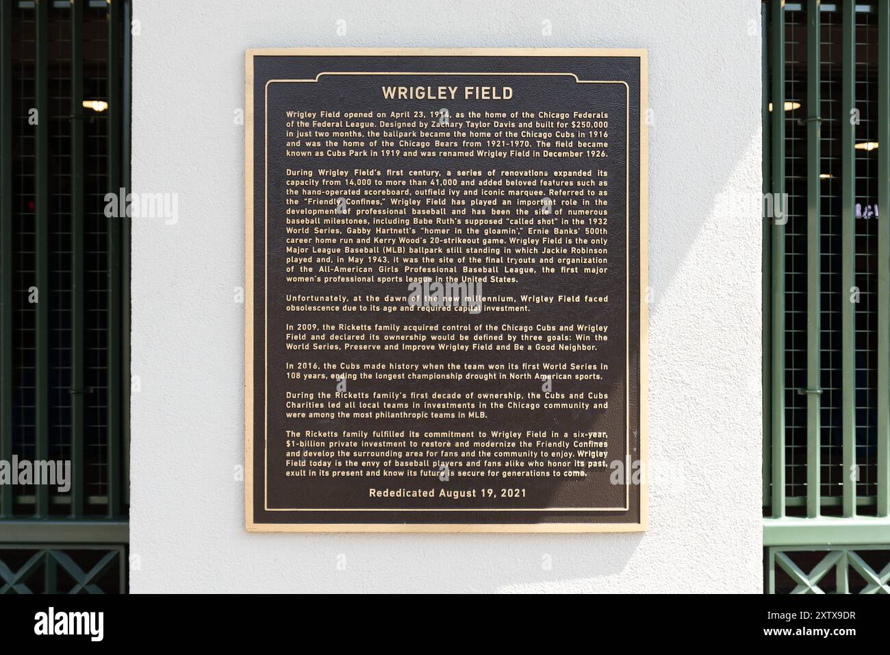 The exterior Major League Baseball's Chicago Cubs' Wrigley Field ...