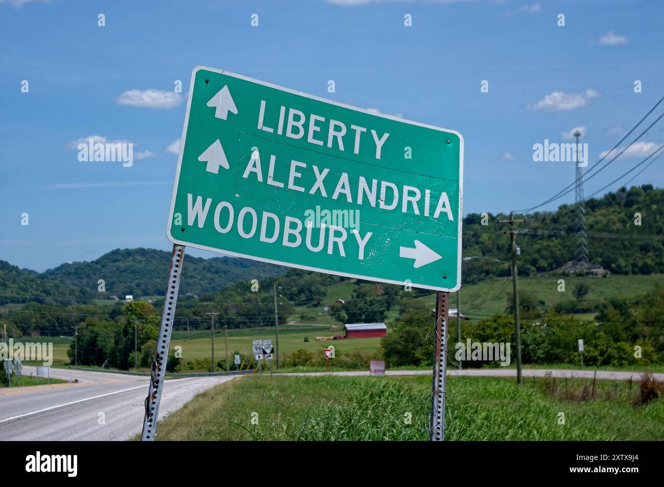Directional road sign for rural towns along Highway 96 Stock Photo - Alamy