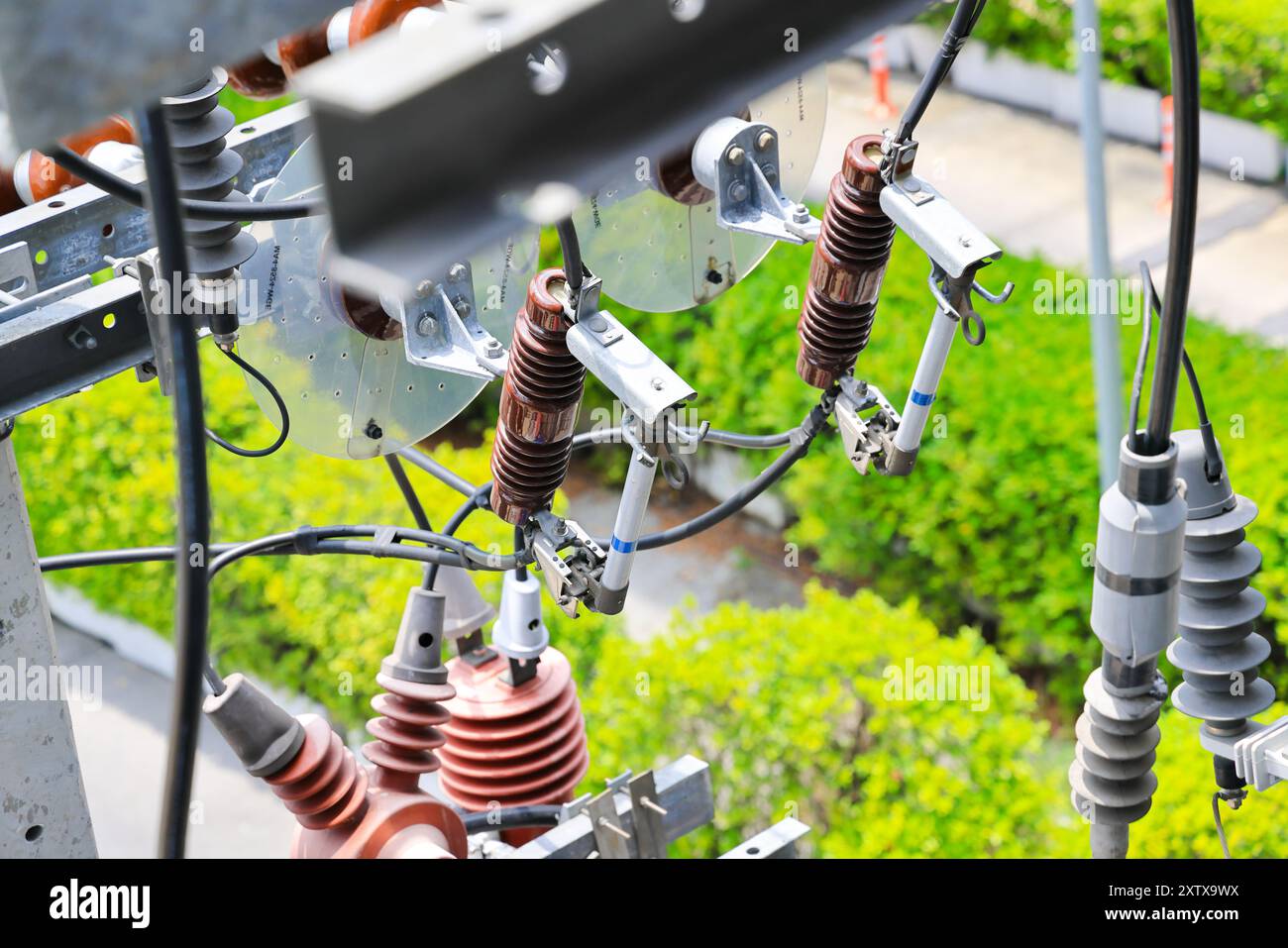 High Voltage Fuses on High voltage pole, off load switch Three-phase ...