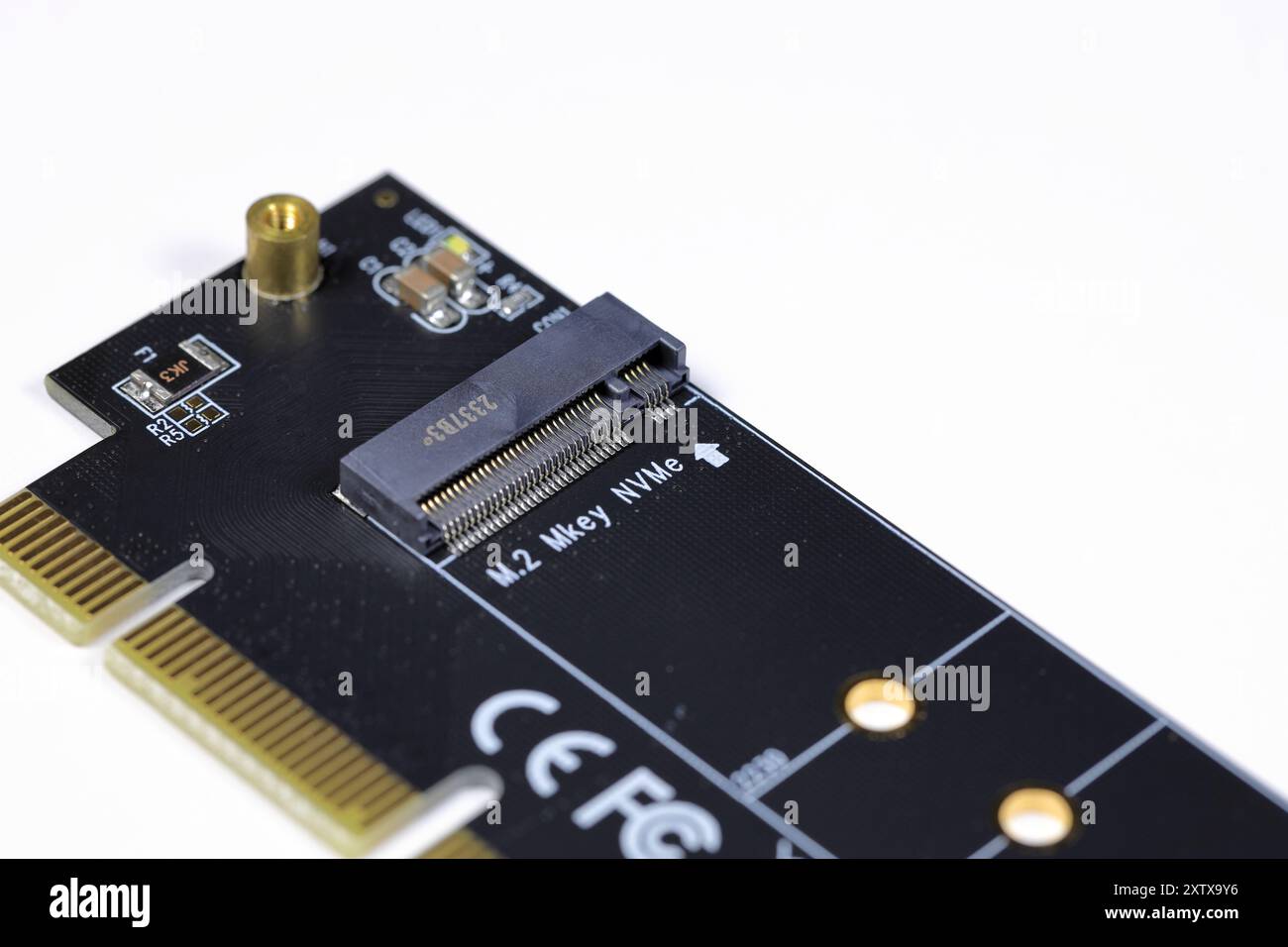Close up Storage controller adapter M2 NVME to PCIe X16 card isolated ...