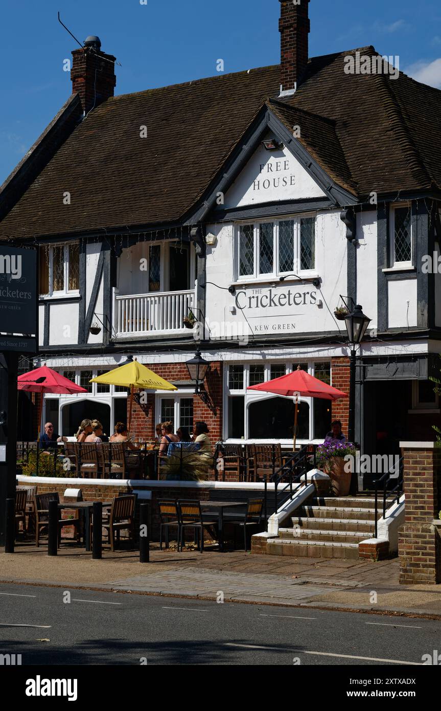 The Cricketers, traditional English pub on Kew Green, London, on a ...