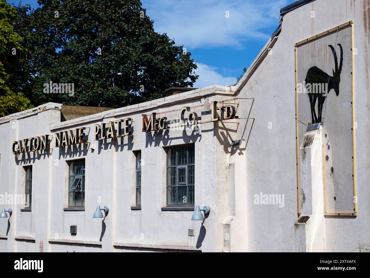 The Banksy artwork of a mountain goat on the historic Caxton Name Plate ...