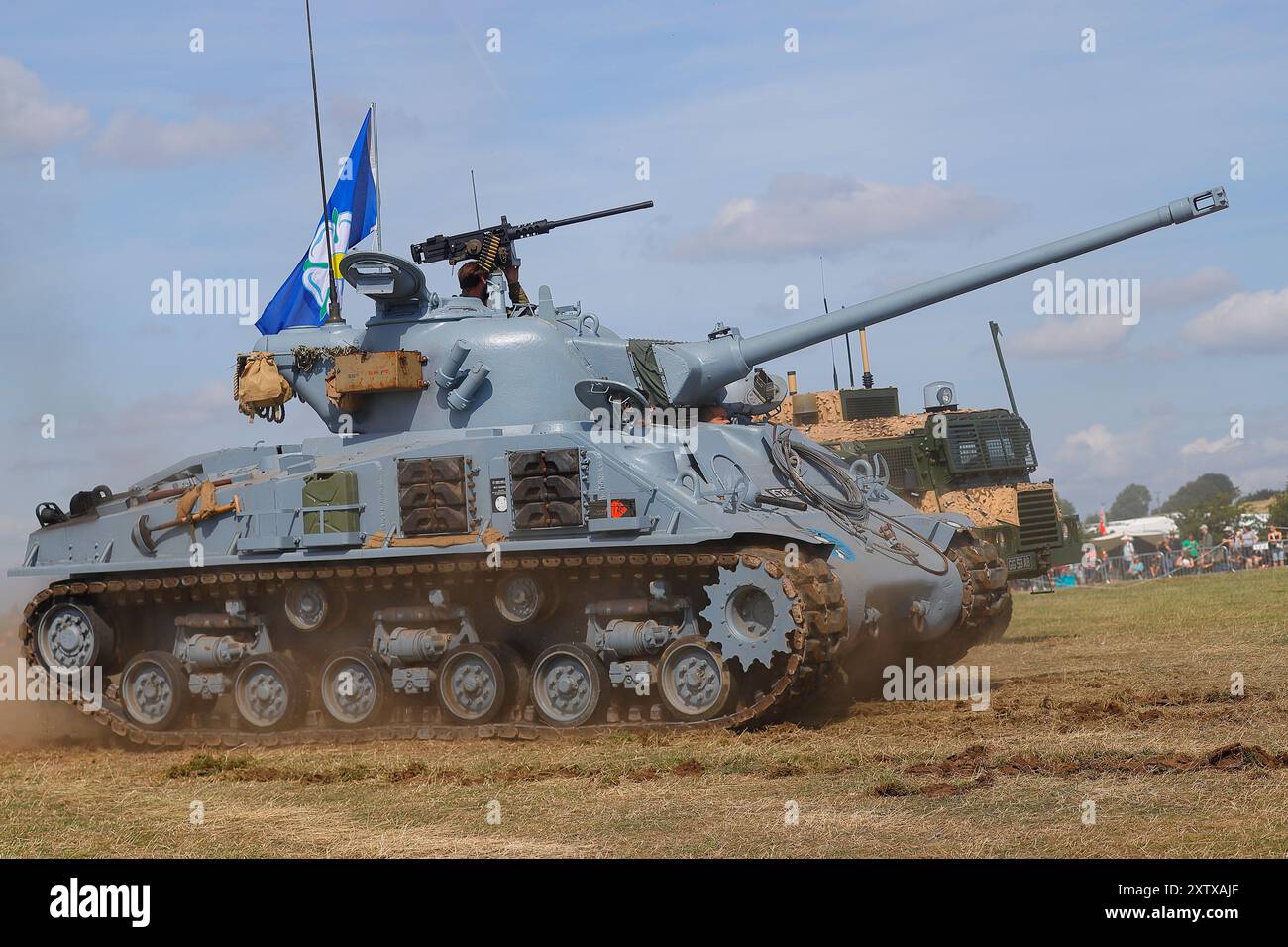 Sherman M50 battle tank parading around an arena at The Yorkshire ...