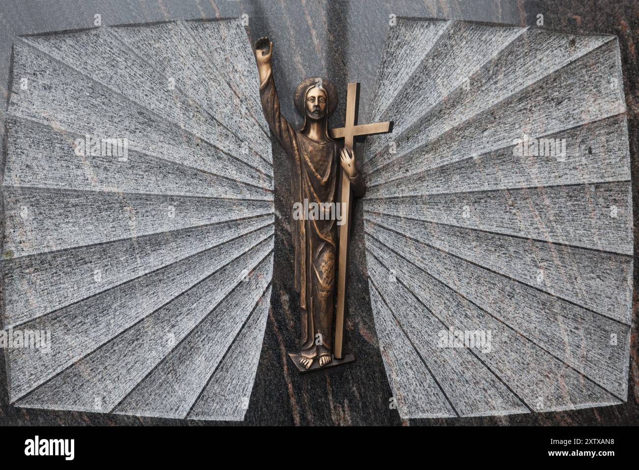 A historic gravestone decoration with a representation of Christ a ...