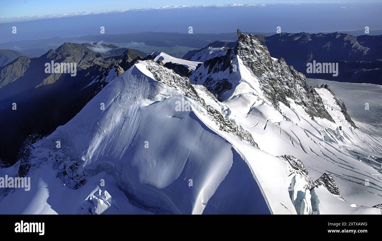 New Zealand, South Island, Mount Cook National Park, snow-capped peak ...