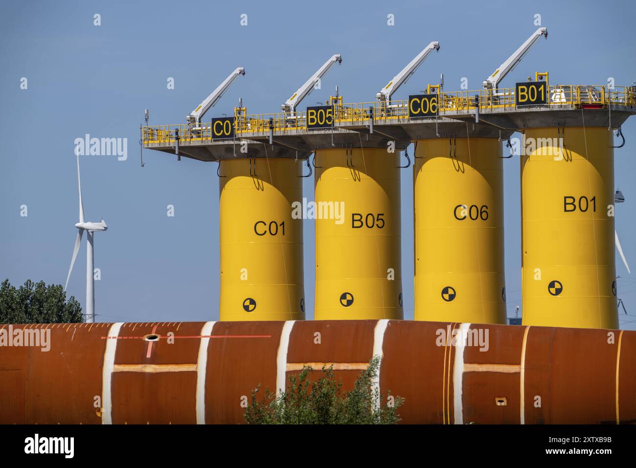 Transhipment centre for offshore wind turbines, which are transported ...