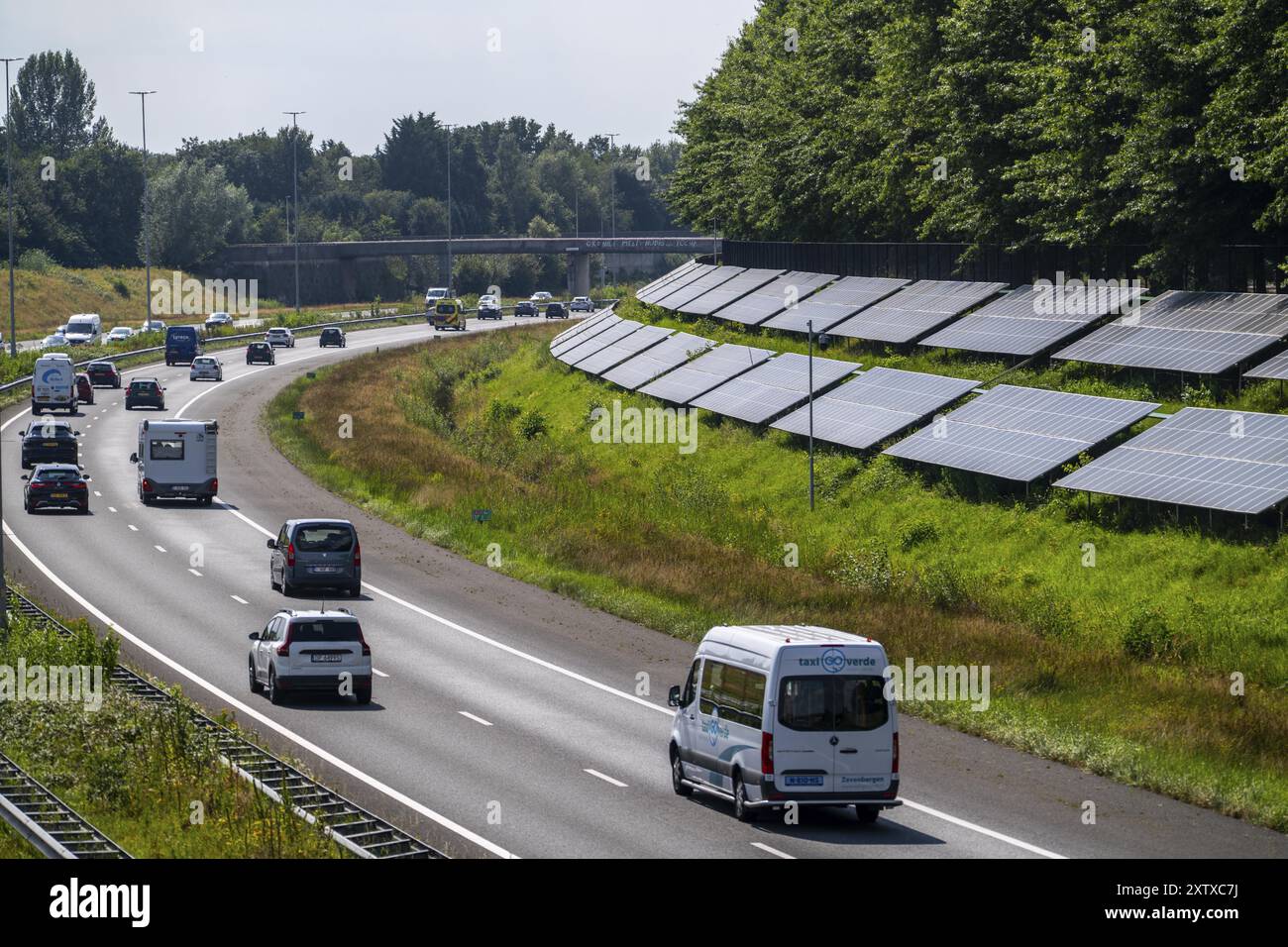 A58 motorway, photovoltaic systems were installed on the slopes to the ...