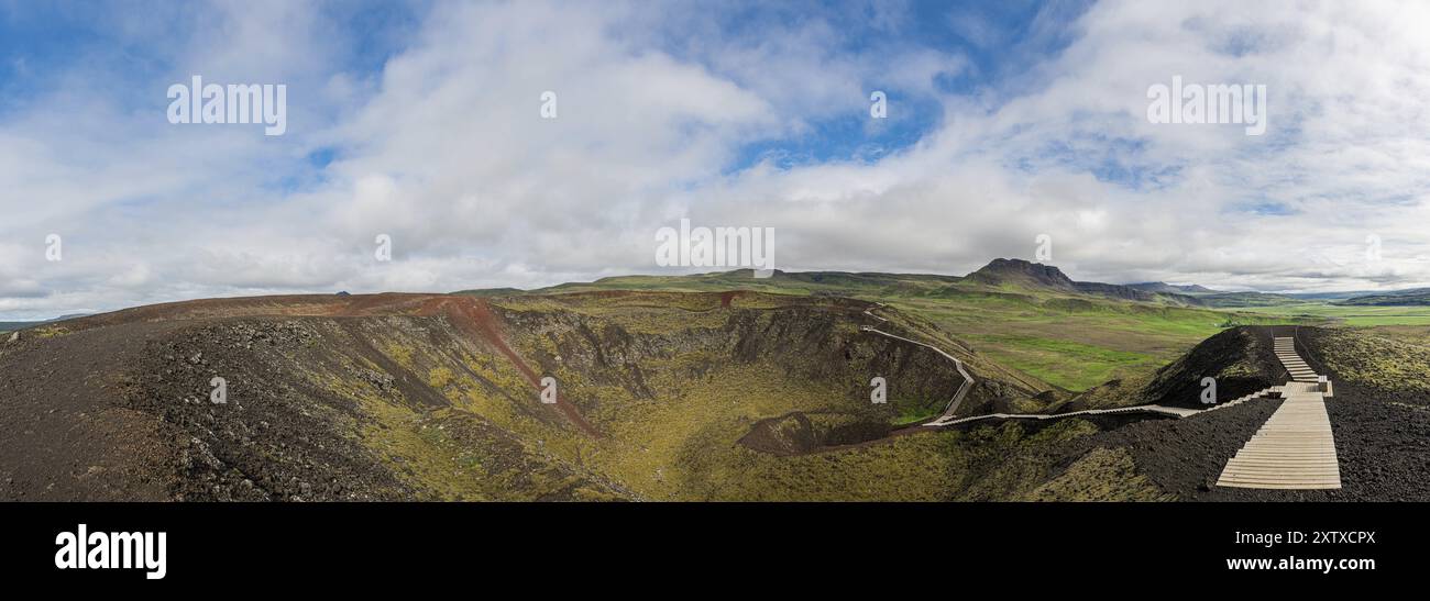 The Grabrok Volcano Crater in the western region of Iceland Stock Photo ...