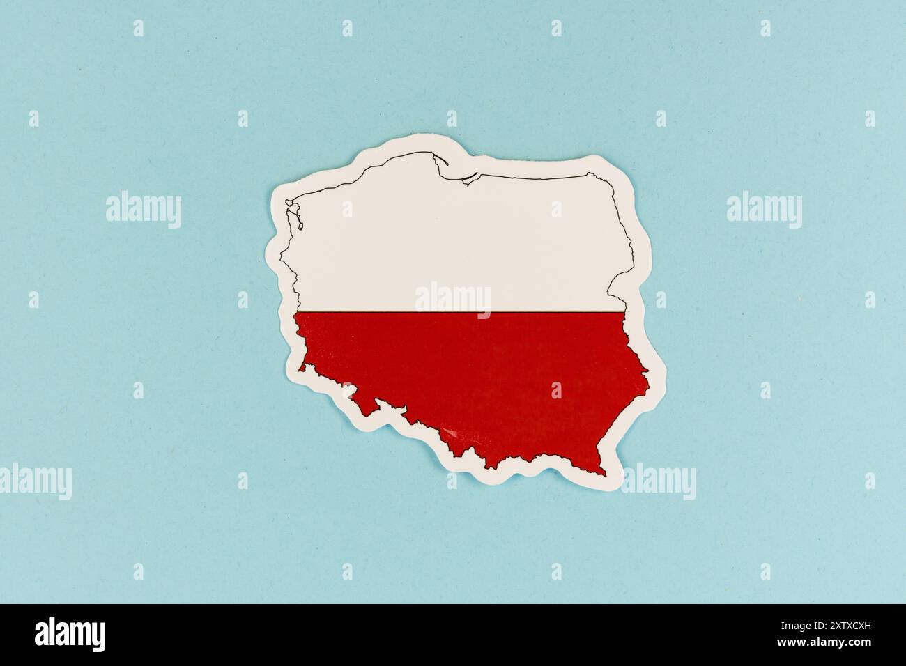 Poland Map with Flag Colors on Light Blue Background Stock Photo - Alamy