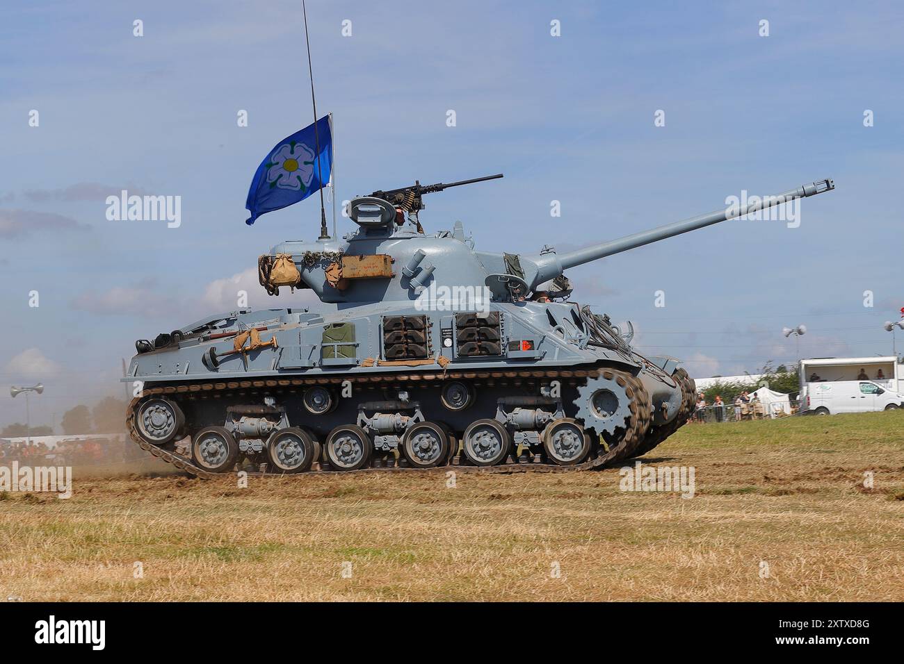 Sherman M50 battle tank parading around an arena at The Yorkshire ...