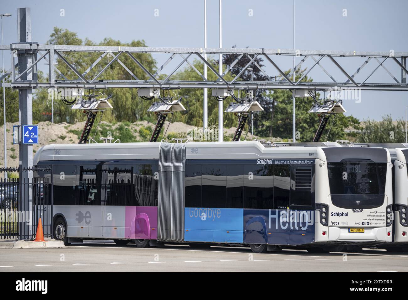 Fast charging station for electric buses at Amsterdam Schiphol Airport ...